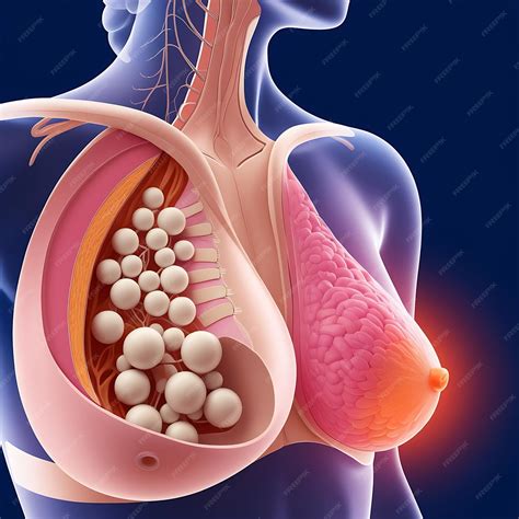 Detailed Digital Illustration Of Female Breast Anatomy With Semi