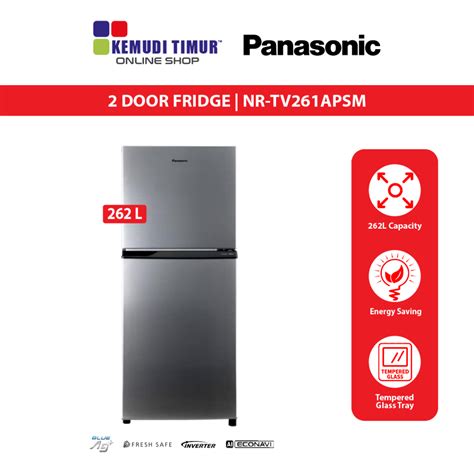 Panasonic Fridge 2 Door Top Freezer Inverter Econavi Blue Ag 262l