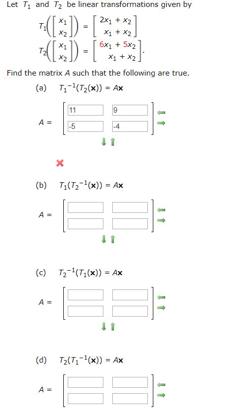 Solved Let T1 And T2 Be Linear Transformations Given By 2x1