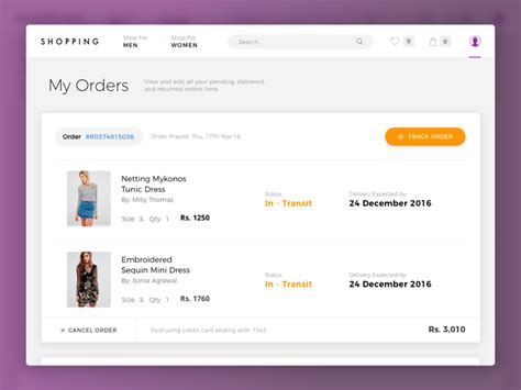 My Orders Ui Design Web Design Design