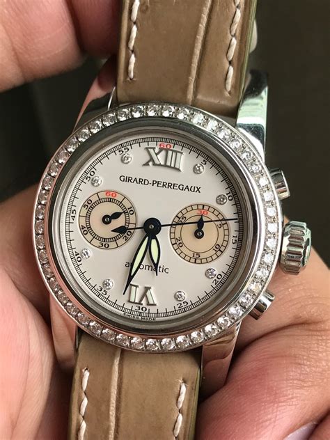 Girard Perregaux Automatic Chronograph Diamond Dial Bezel 100 Authentic Ref 8046 Luxury