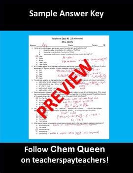 AP Chemistry Midterm Review By Chem Queen TPT