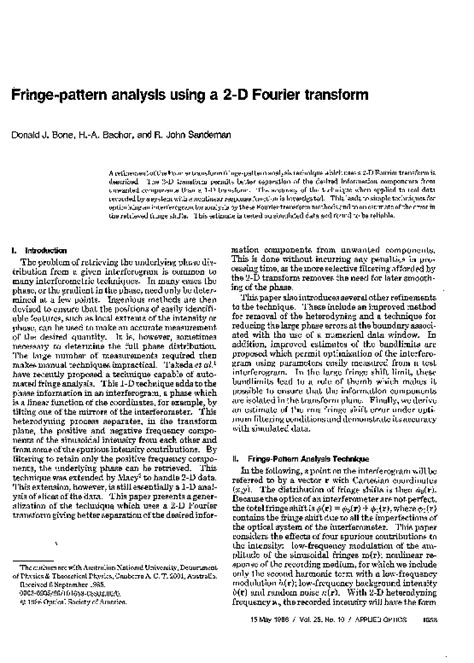 Pdf Fringe Pattern Analysis Using A 2 D Fourier Transform