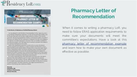 Letter Of Recommendation Sample For Pharmacy School Pdf Template