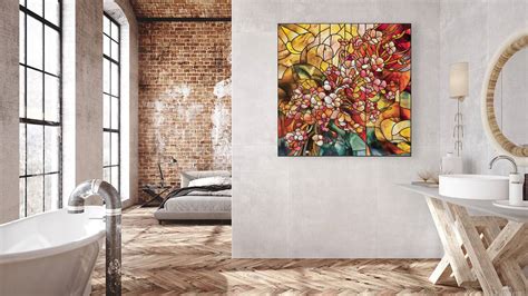Art Nouveau Masterpiece Stained Glass Cherry Blos By Arfart Wall Art