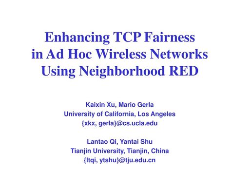 ppt enhancing tcp fairness in ad hoc wireless networks using