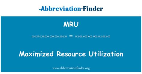 Mru Signifie Utilisation Des Ressources Maximisé Maximized Resource