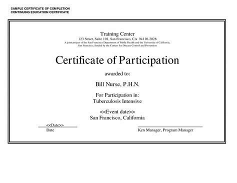 Printable Sample Certificate Of Completion Continuing Intended For Ceu
