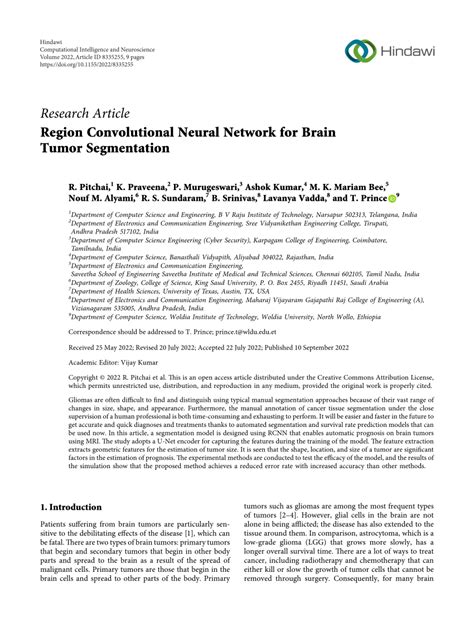 Pdf Region Convolutional Neural Network For Brain Tumor Segmentation