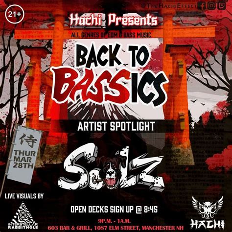 Hachi Presents Back To Bassics Feat Scalz 603 Bar And Grill Manchester 28 March To 29