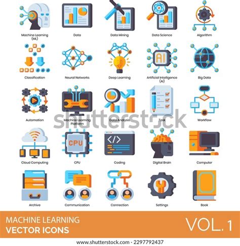 Machine Learning Icon Set Including Automation Stock Vector Royalty