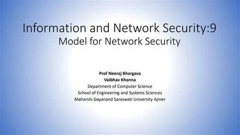 Information And Network Security 9 Model For Network Security Pptx