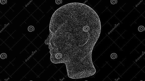 3d Human Head On Black Bg Object Dissolved White Flickering Particles Business Advertising