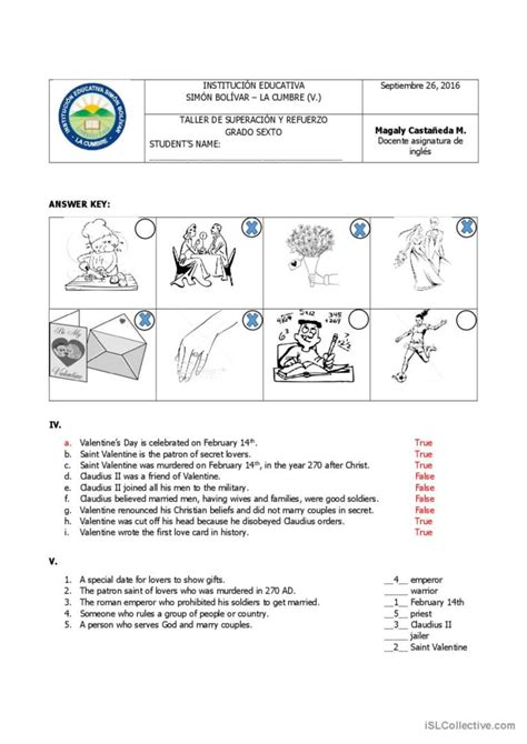 St Valentine Reading Comprehension A English Esl Worksheets Pdf And Doc