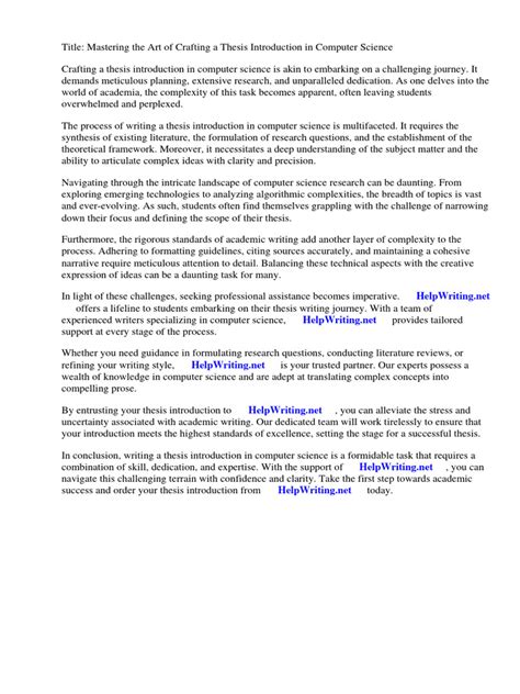 Sample Thesis Introduction Computer Science Pdf Thesis Doctor Of