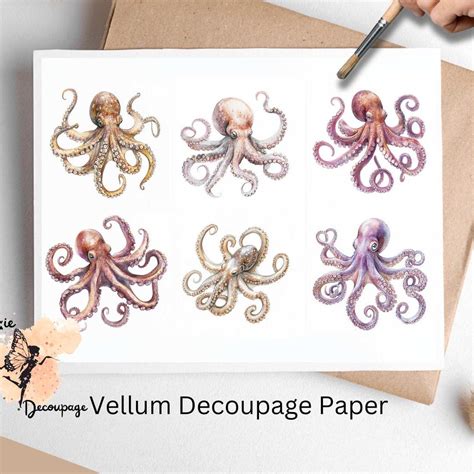 Octopus Collage 3 Decoupage Paper Us Letter Size Shipped To You Etsy