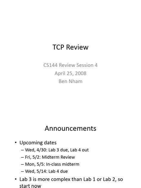 Tcp Review Pdf Transmission Control Protocol Telecommunications