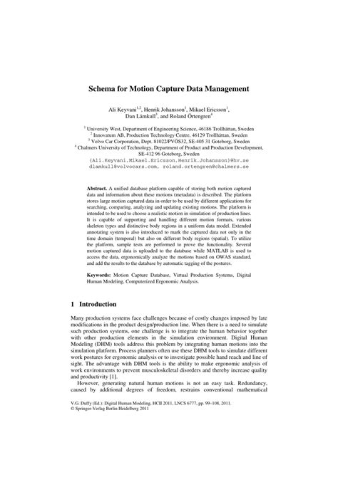 pdf schema for motion capture data management