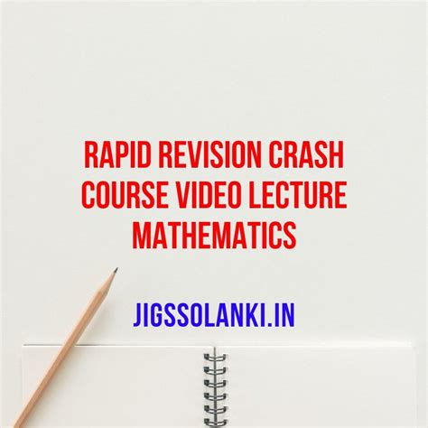 Rapid Revision Crash Course Video Lecture Mathematics JIGSSOLANKI