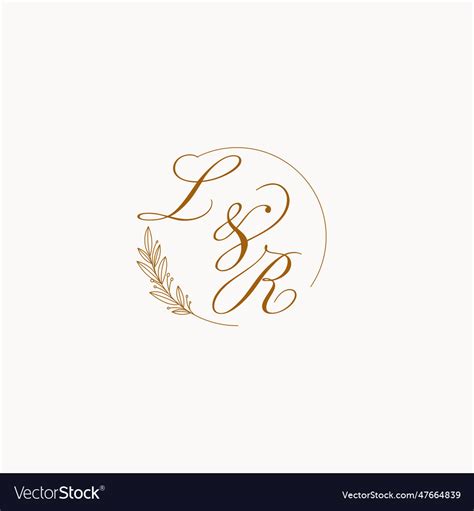 Initials Lr Wedding Monogram Logo With Leaves Vector Image