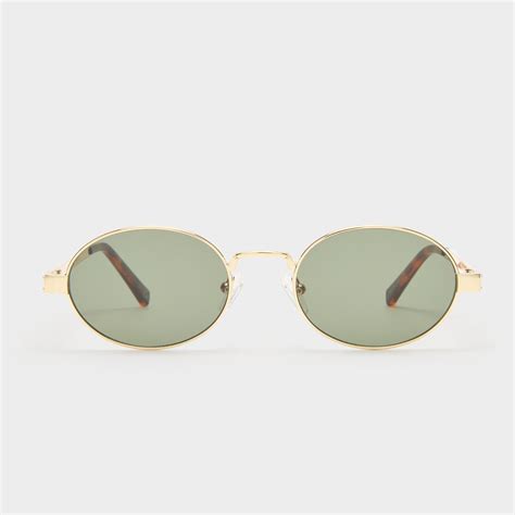 Poseidon Deux Gold Khaki Uni Sex Oval Sunglasses Le Specs