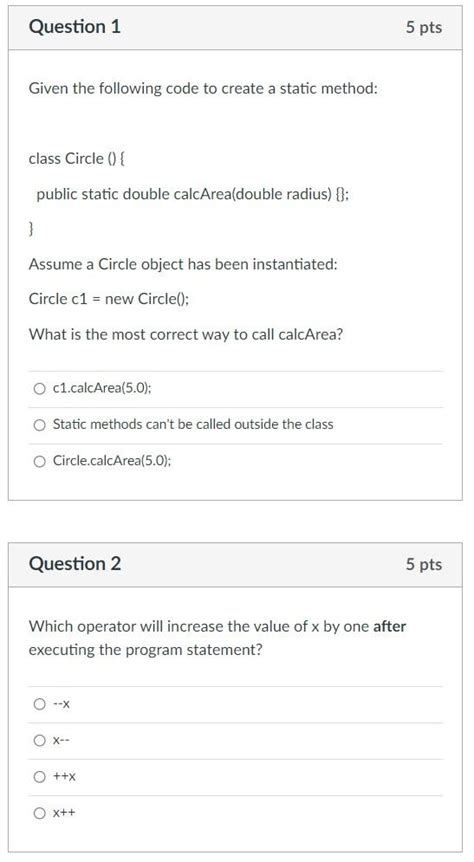 Solved Question Pts Given The Following Code To Create A Chegg
