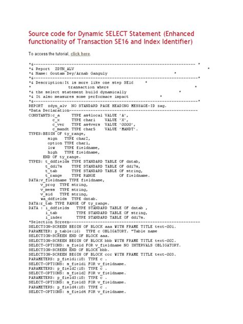 Source Code For Dynamic Select Statement Pdf Software Engineering Computer Programming