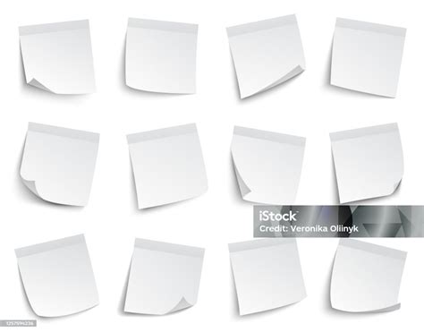 종이 스티커를 참고합니다 흰색 빈 메모 종이 노트 끈적 끈적한 종이 시트 비즈니스 포스트 잇 노트 벡터 일러스트 레이션 세트 0명에 대한 스톡 벡터 아트 및 기타 이미지