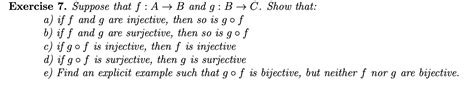 solved exercise 7 suppose that f a→b and g b→c show that