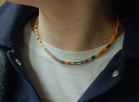 Beaded Choker Colorful Beaded Necklace Handmade Jewelry Boho Seed