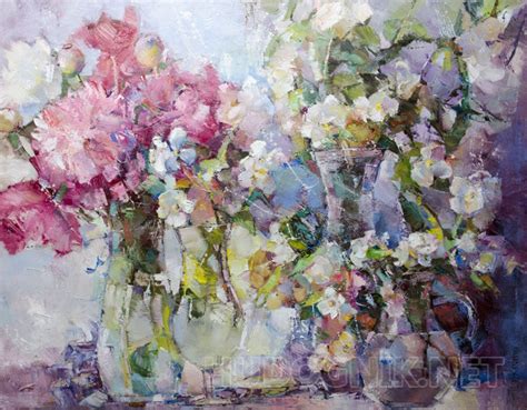 Картина пионы жасмин Размеры 100x80 Цена 250000 рублей Художник Алехнович Геннадий