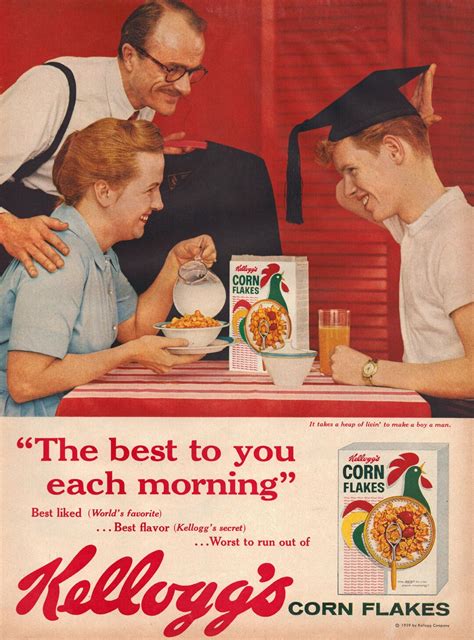 1959 Kelloggs Corn Flakes Cereal Vintage Print Ad Breakfast With Mom