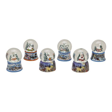 Ceramic Snow Globe Christmas Decoration 6 Assorted Whd 6x9x6 Cm