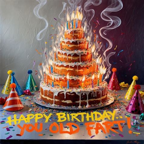 Birthday Cake Happy Birthday You Old Fart Premium Ai Generated Image