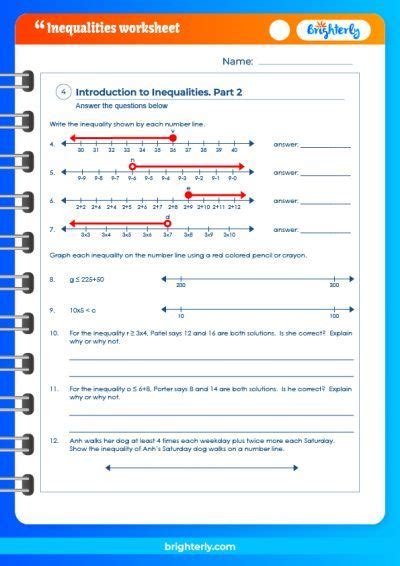 Free Printable 7th Grade Inequalities Worksheets Pdfs Brighterly