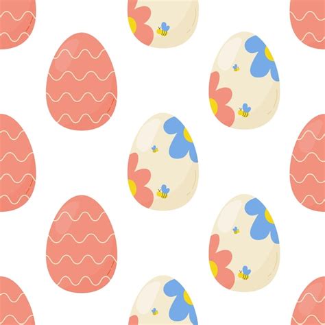 Premium Vector Seamless Pattern Easter Eggs With Flowers Vector Illustration For Your Design
