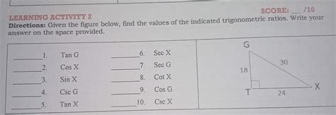 solved score 10 learning activity 2 directions given the figure