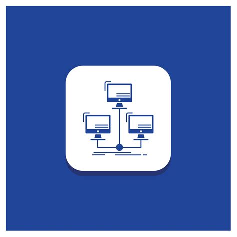 Blue Round Button For Database Distributed Connection Network