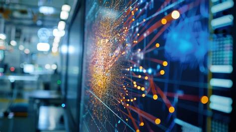 A Closeup Of A Highenergy Particle Collision Experiment Displayed On A