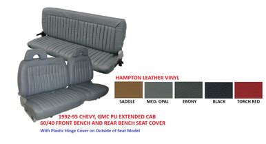 1992 94 Chevy Truck Extended Cab Vinyl Seat Cover Set 6040 Front