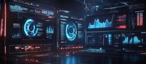 Futuristic Digital Interface With Graphs And Data Displays Premium Ai