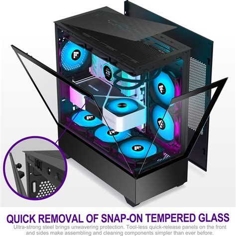 Foifkin Pc Case Pre Installed 6 Pwm Argb Fan Atx Mid