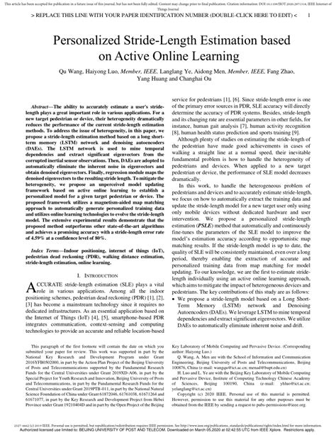 Pdf Personalized Stride Length Estimation Based On Active Online Learning