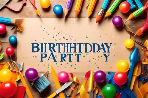 Une Affiche Pour Une Fête Danniversaire Avec Des Crayons Colorés Et Des Crayins Colorés