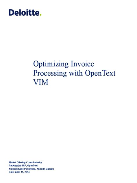 Optimizing Invoice Processing With Open Text Vim Whitepaper Pdf