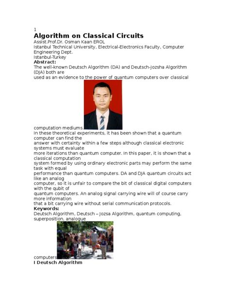Algorithm On Classical Circuits Pdf Logic Gate Quantum Computing