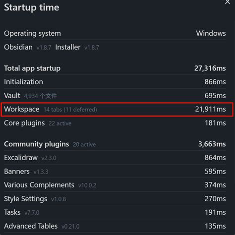 Low Workspace Start Up Time Help Obsidian Forum