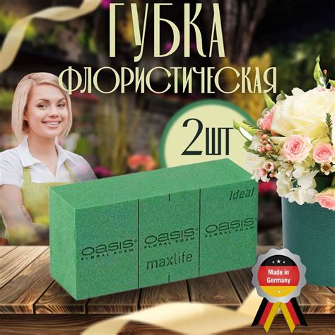 Oasis Ideal Губка Оазис флористическая пена кирпич, 2 шт. КОМПЛЕКТ ...