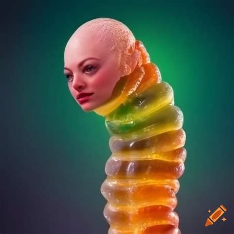 Gummi Worm With Emma Stones Face And Rainbow Body On Craiyon