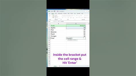 Sum Function In Microsoft Excel Shorts Excelformula Youtube